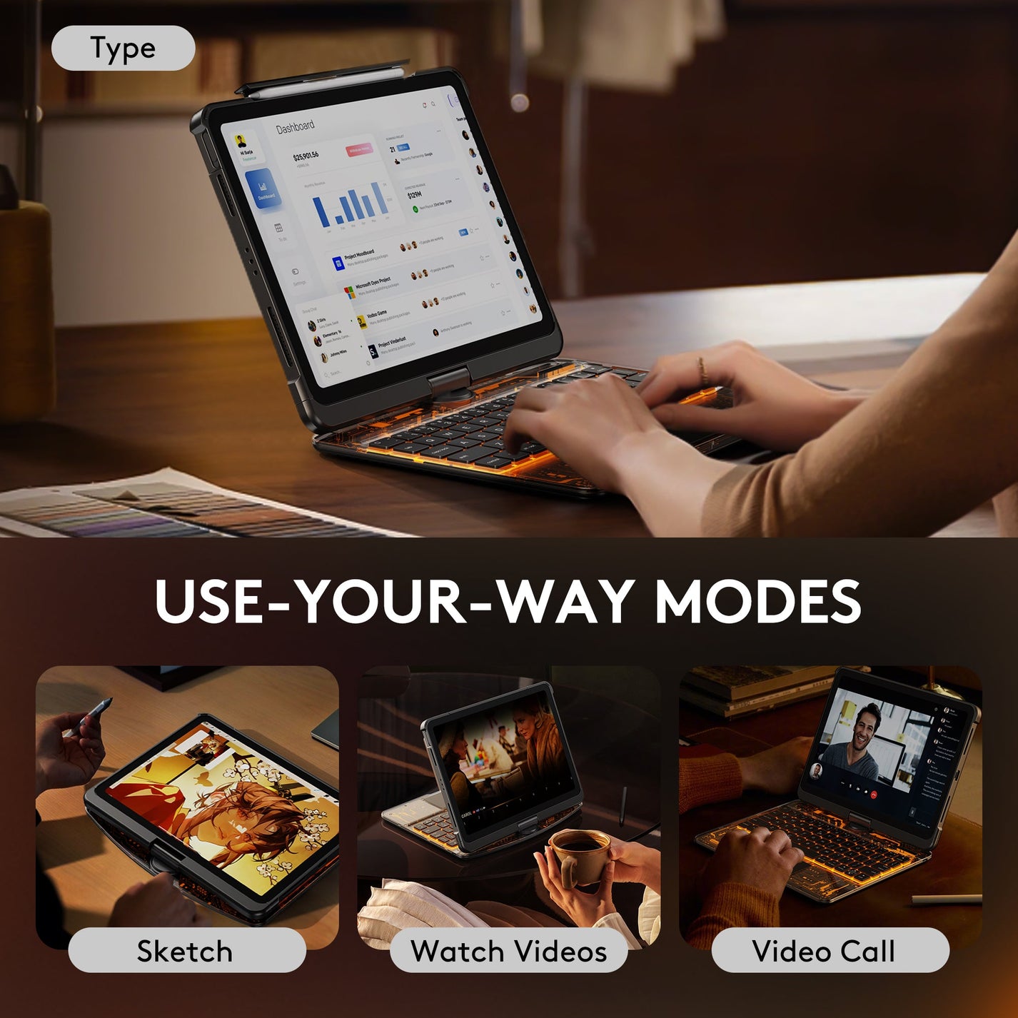 Transparent 360° iPad Keyboard Case – Mave